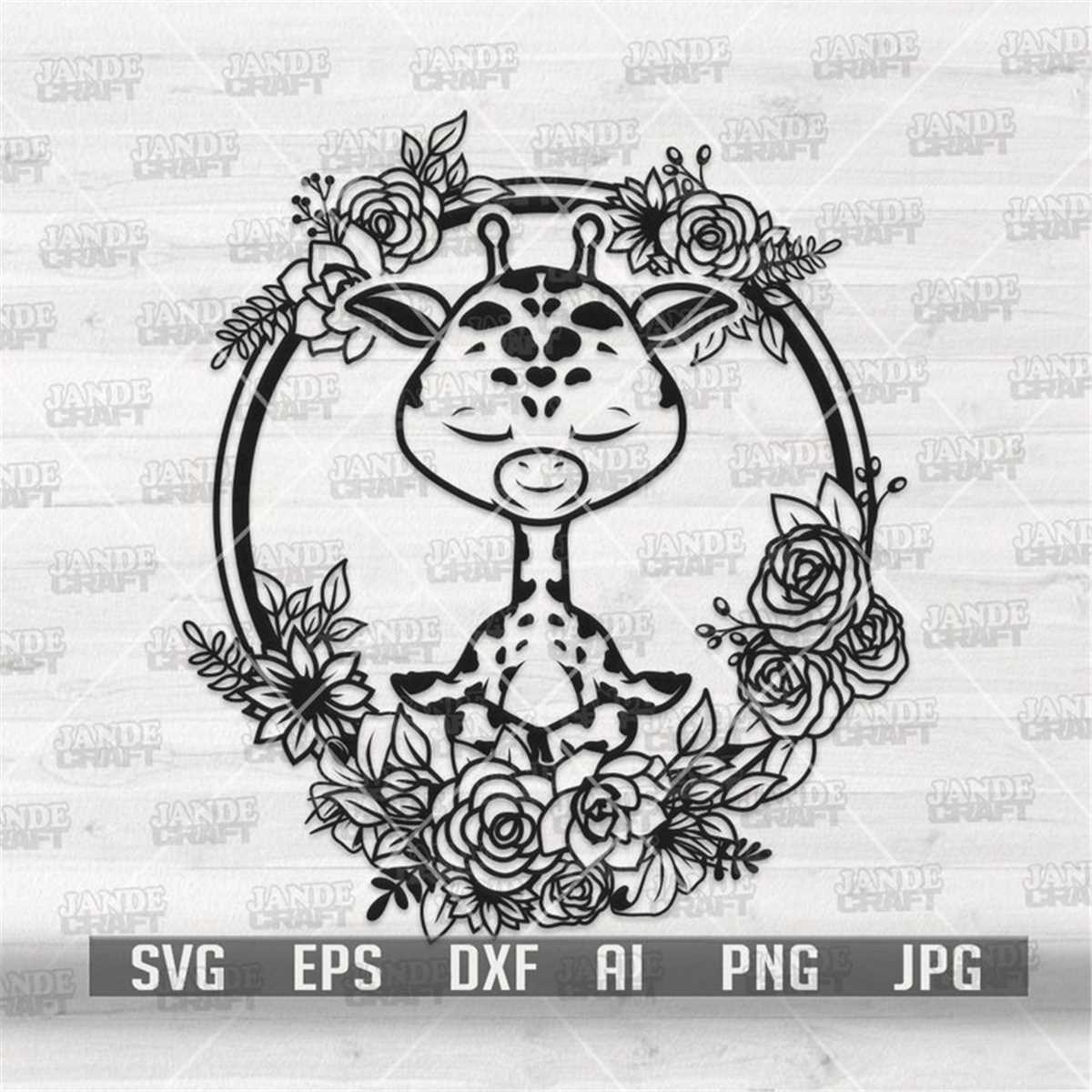 Cute Giraffe Meditating svg | Floral Animal Clipart | Yoga G | Inspire ...