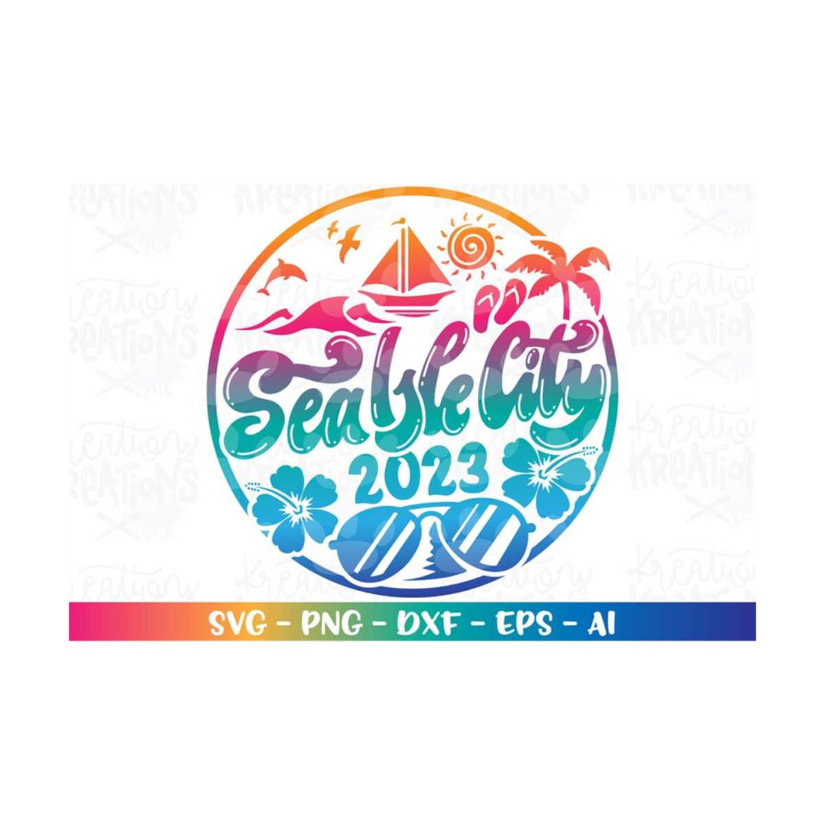 Sea Isle City beach svg USA Summer Beach emblem svg hand dra | Inspire ...