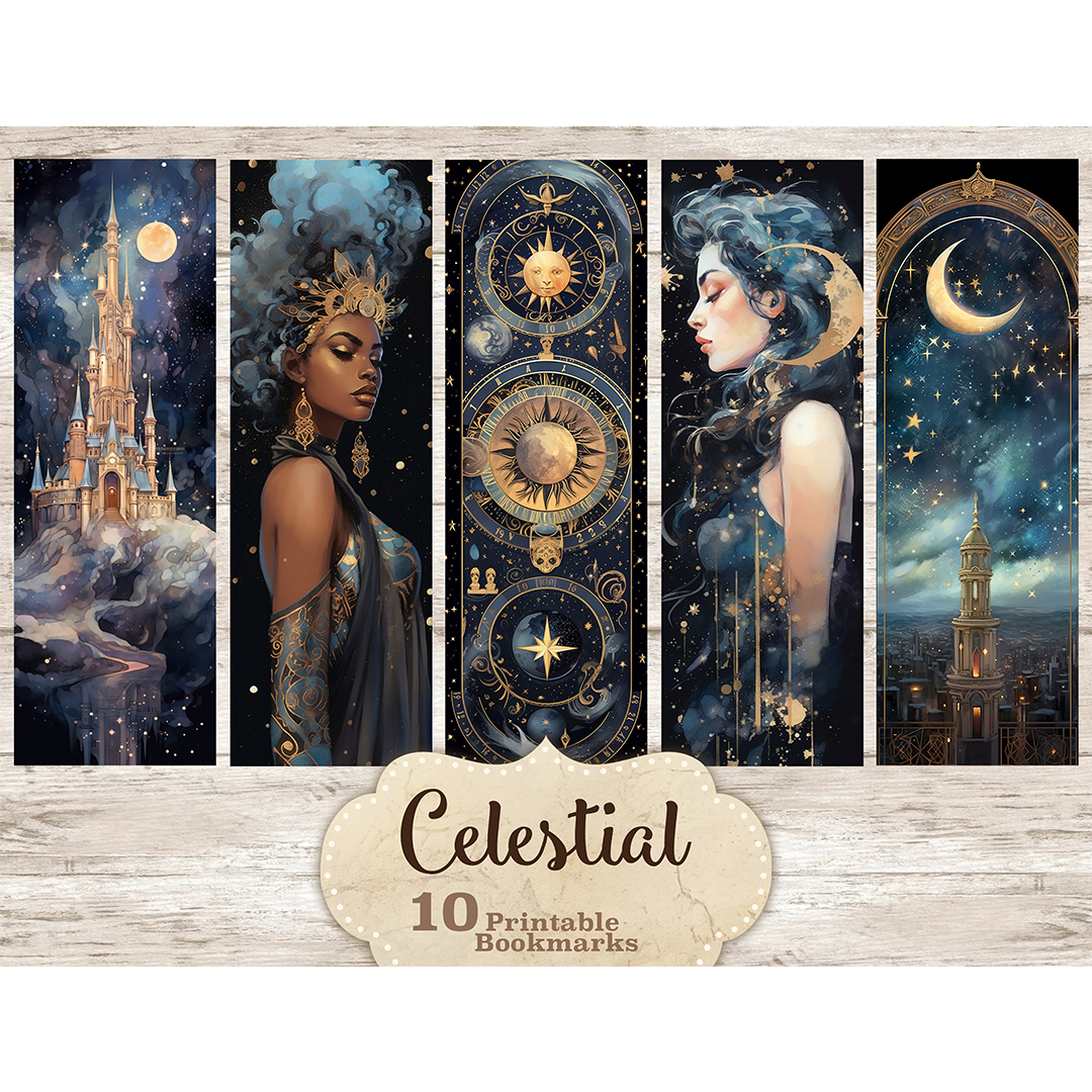 Celestial Bookmarks | Star And Moon Printable - Inspire Uplift