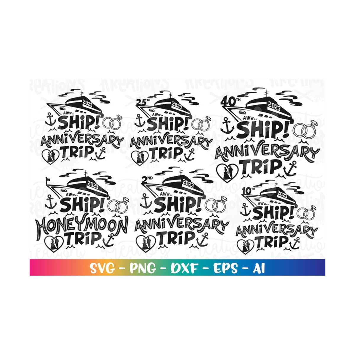 Aww Ship! Anniversary 25th 10th 2nd Cruise Wedding svg Honey | Inspire ...