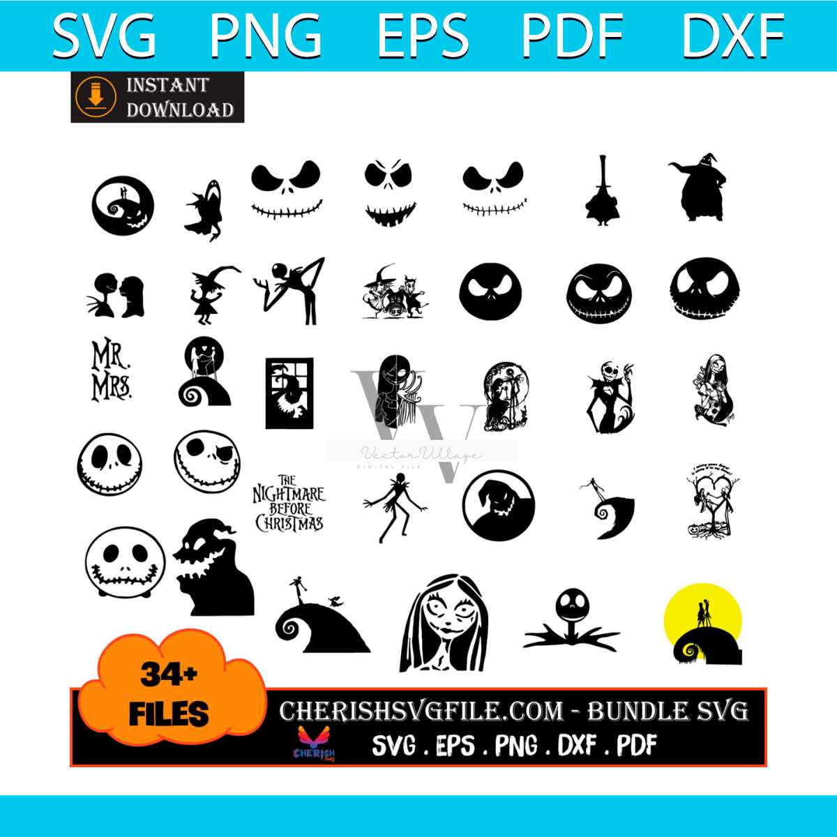 Halloween Jack Skellington Bundle Svg, 34 Files Of Halloween | Inspire ...