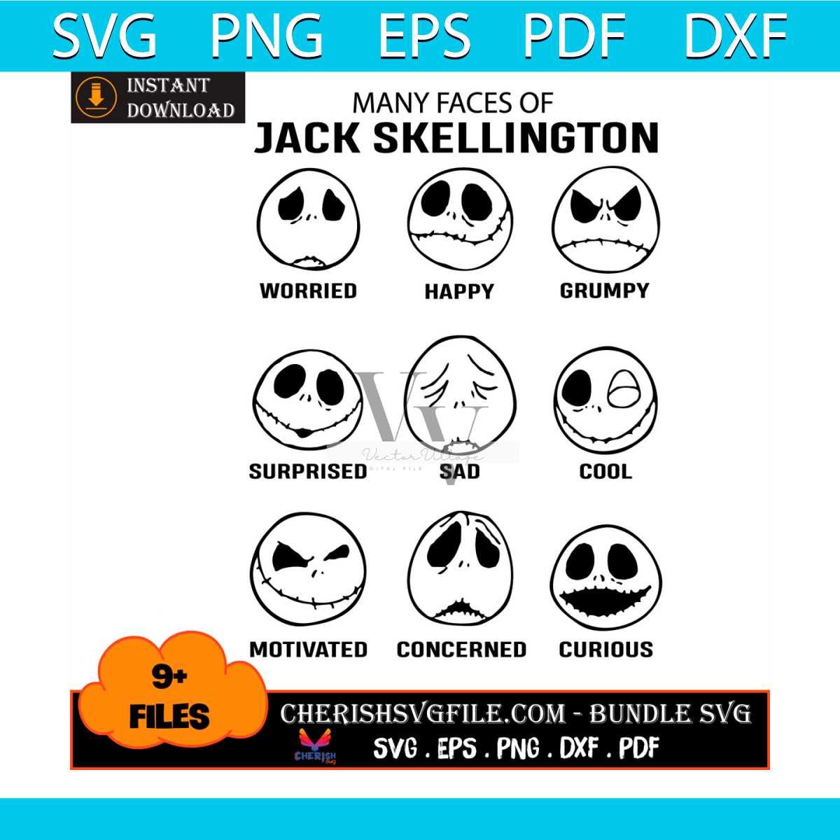 Halloween Jack Skellington Bundle svg, 9 Files Of Jack Skell | Inspire ...
