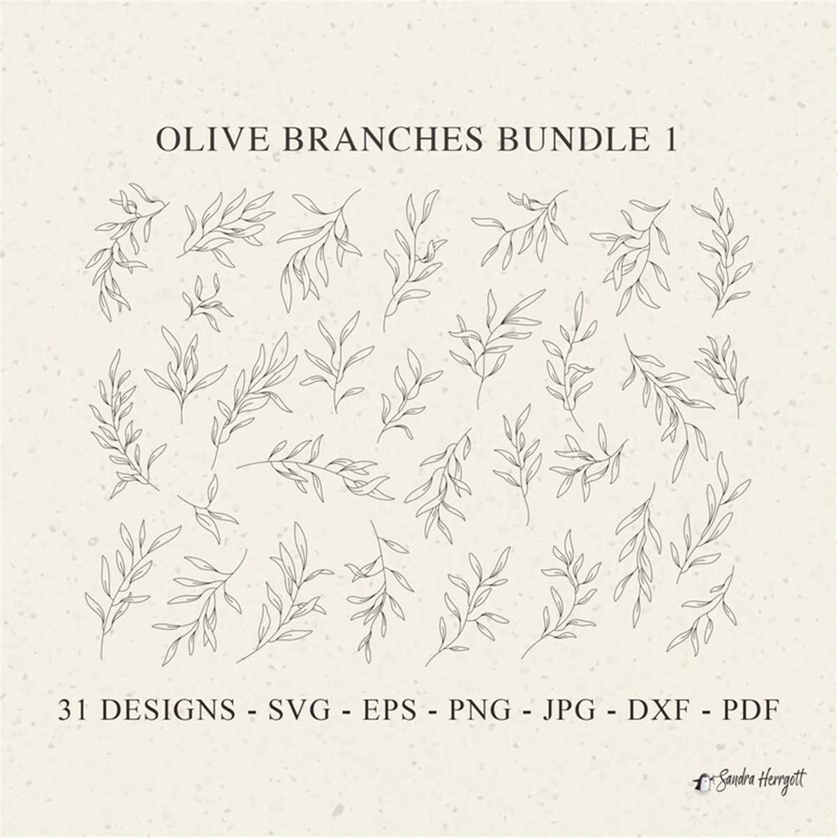 Olive Leaf Branches Plotter File Svg Dxf Eps Png Jpg Pdf Pla | Inspire ...