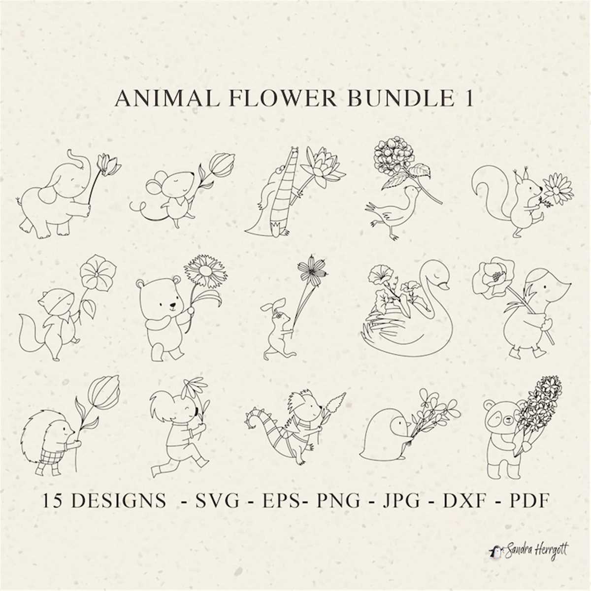 Animal Flower Plotter File Svg Dxf Png Eps Jpg Baby Squirrel | Inspire ...