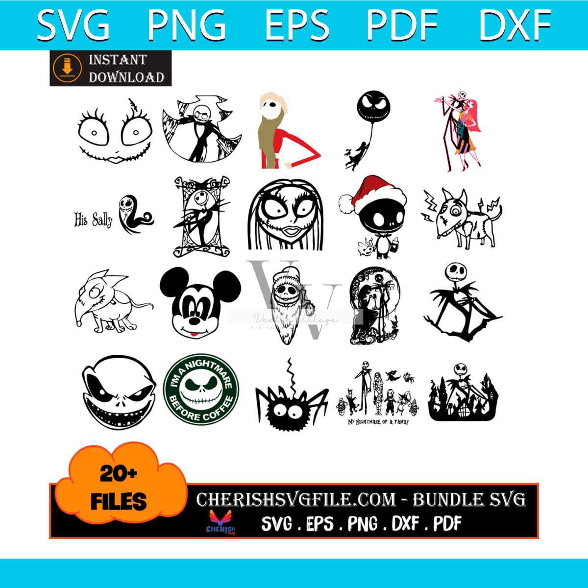 Jack Skellington Halloween Bundle Svg, 20 Files Jack skellin | Inspire ...