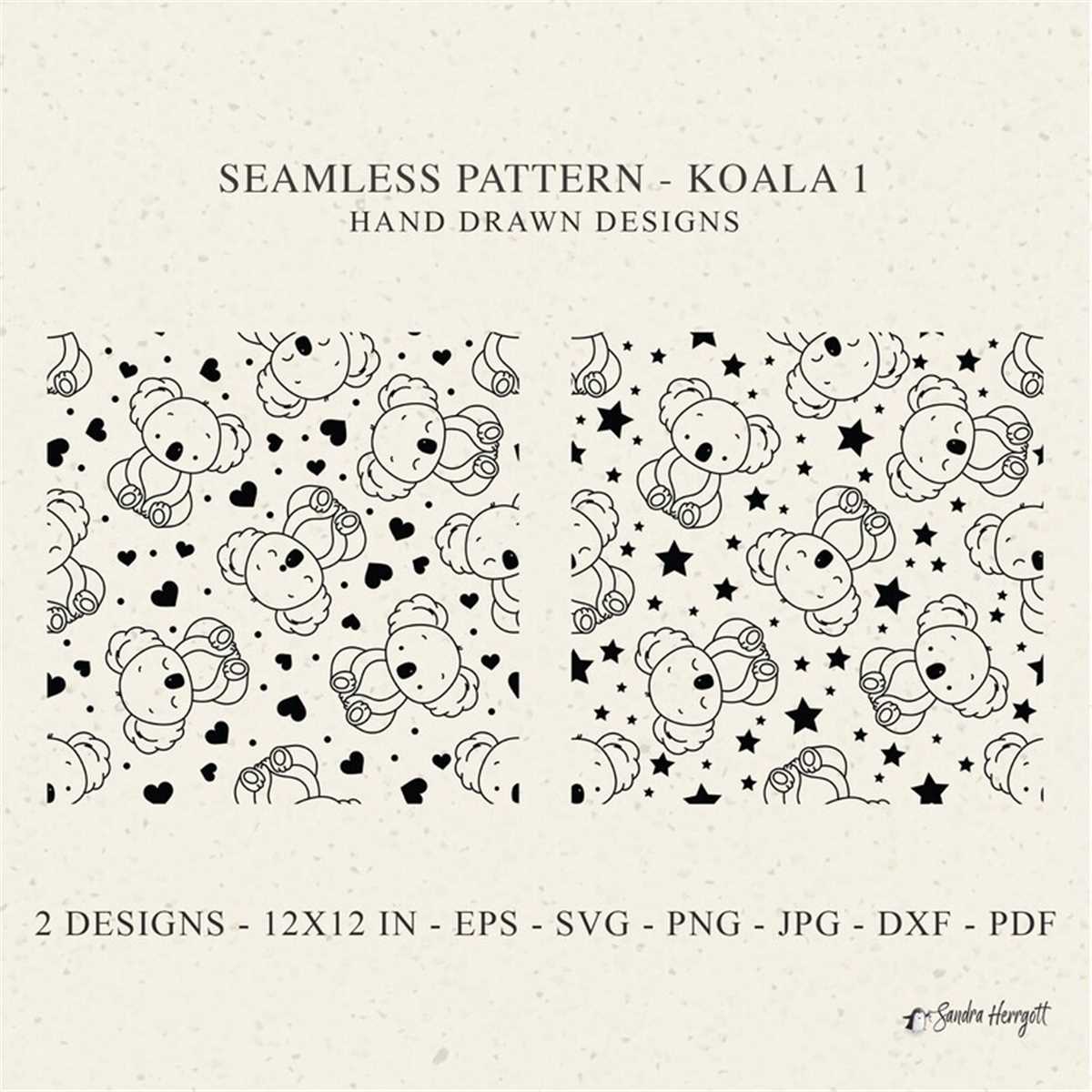 Koala Seamless Pattern Svg Dxf Png Jpg Baby Animal Cricut Ba | Inspire ...