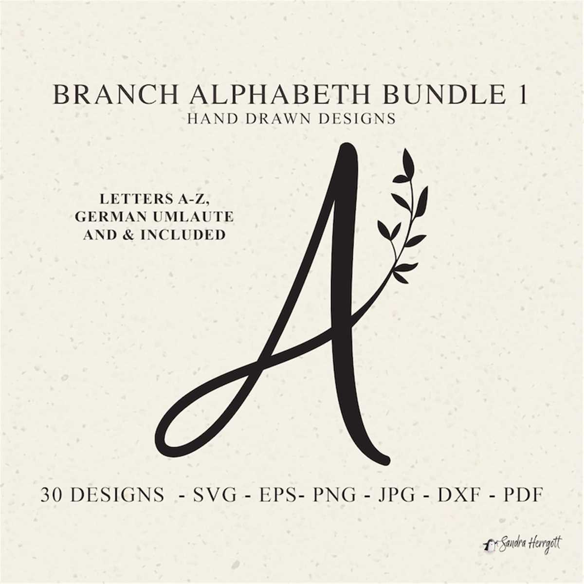 Branch Alphabet Plotter File Svg Dxf Eps Png Jpg Pdf Letter | Inspire ...