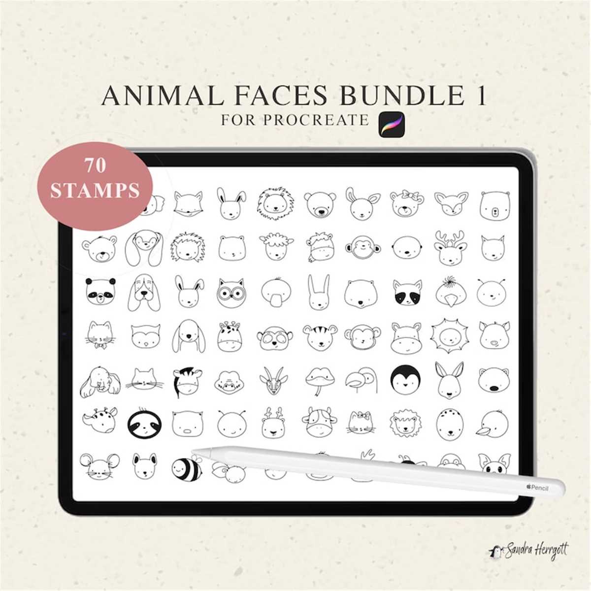 70 Animal Faces Brush Stamp Set, Cute Variety of Stamp Desig | Inspire ...