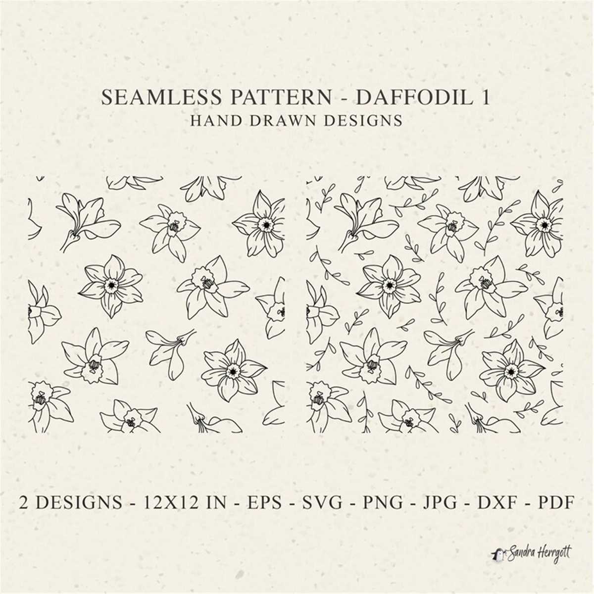 Daffodil Seamless Pattern Svg Dxf Png Eps Jpg Pdf Flower Cri | Inspire ...