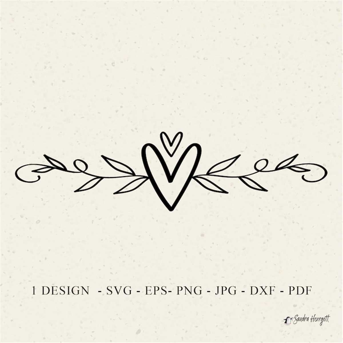 Heart Flourish Plotter File Svg Dxf Png Eps Jpg Pdf Leaf Bor | Inspire ...
