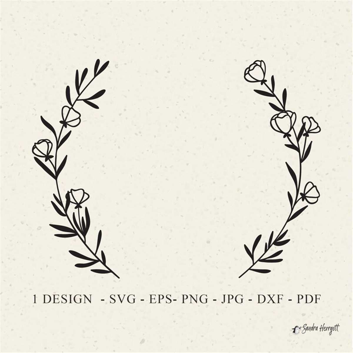 Wild Floral Wreath Plotter File Svg Dxf Eps Pdf Png Jpg Bota | Inspire ...