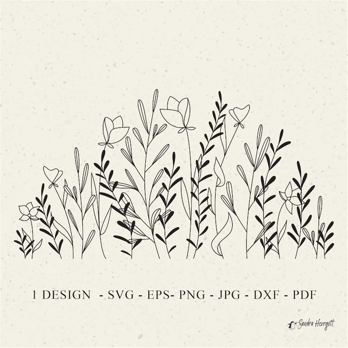 Wildflower Meadow Plotter File Svg Dxf Eps Png Jpg Pdf Botan | Inspire ...