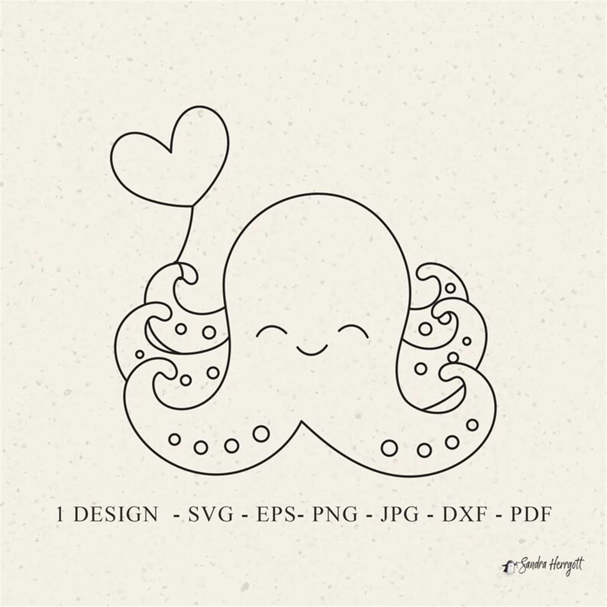 Baby Octopus Plotter File Svg Dxf Png Jpg Eps Pdf Sea Animal | Inspire ...
