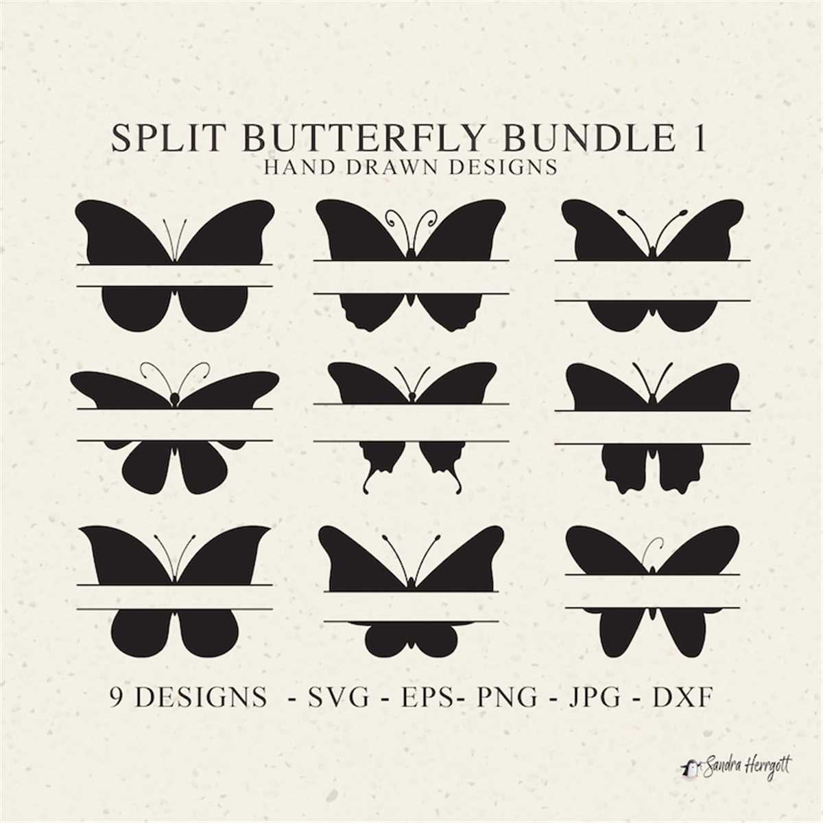 Split Butterfly Plotter File Svg Dxf Png Eps Jpg Insect Cric | Inspire Uplift