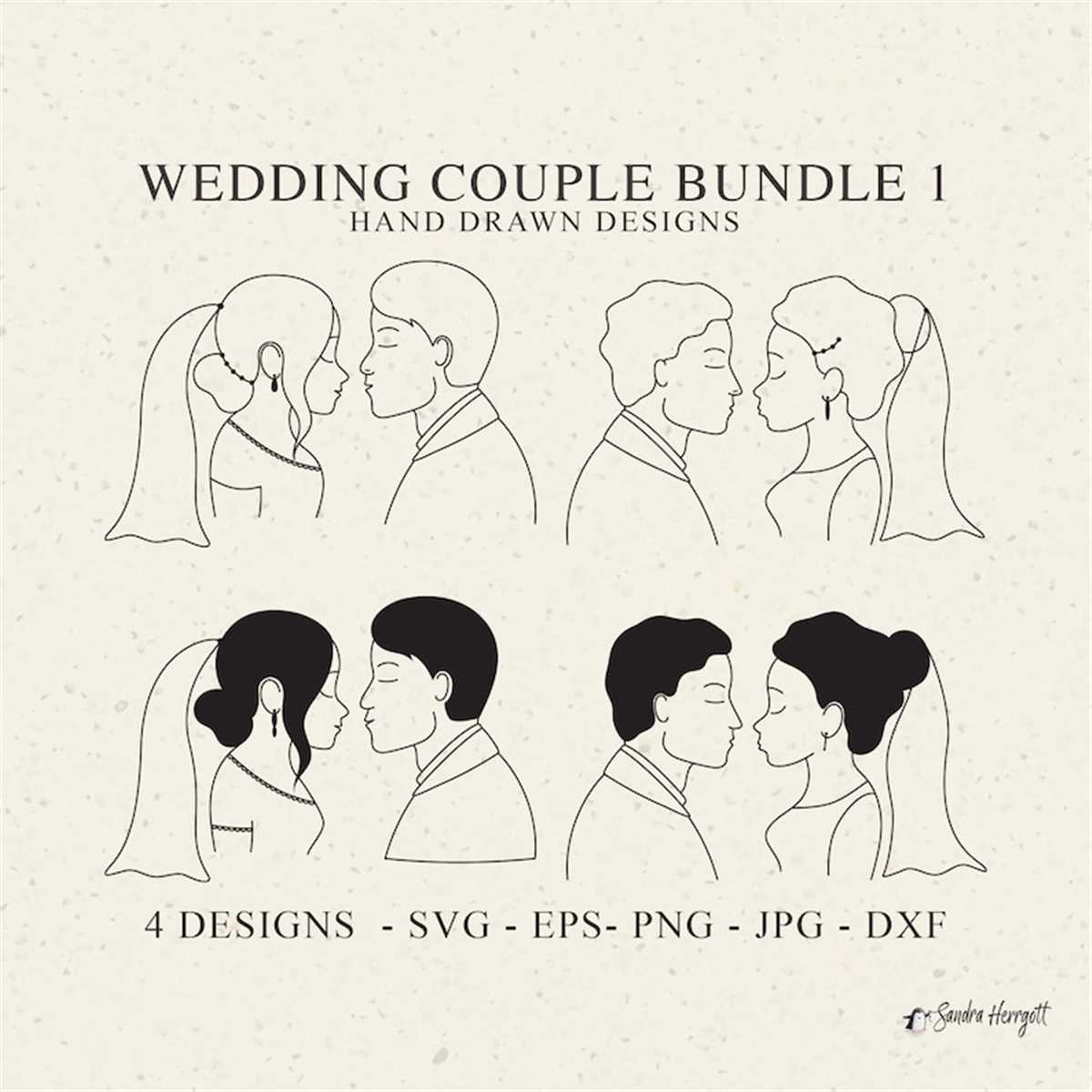 Wedding Couple Plotter File Svg Dxf Png Jpg Bride Groom Cric | Inspire ...