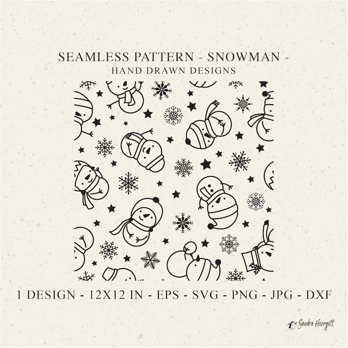Snowman Seamless Pattern Svg Dxf Png Eps Jpg Winter Backgrou | Inspire ...