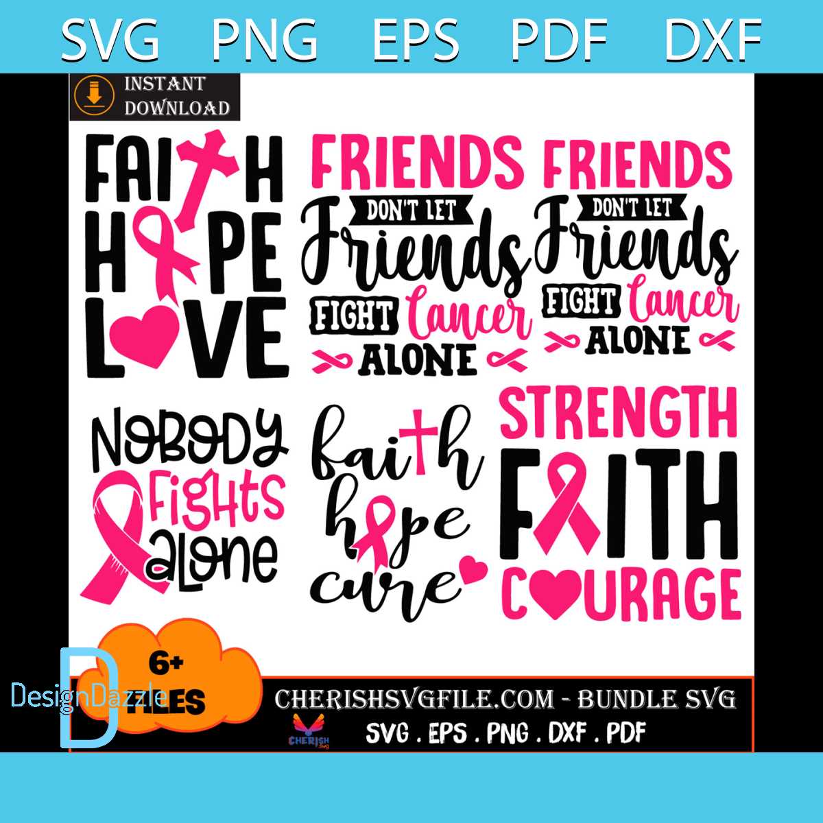 Faith Hope Love Breast Cancer Awareness Bundle Svg, 6 Files | Inspire ...
