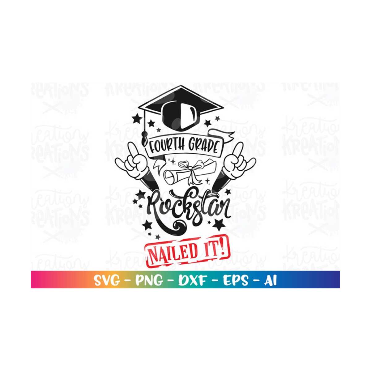Graduation svg Fourth Grade Grad svg Fourth Grade Rockstar s - Inspire ...