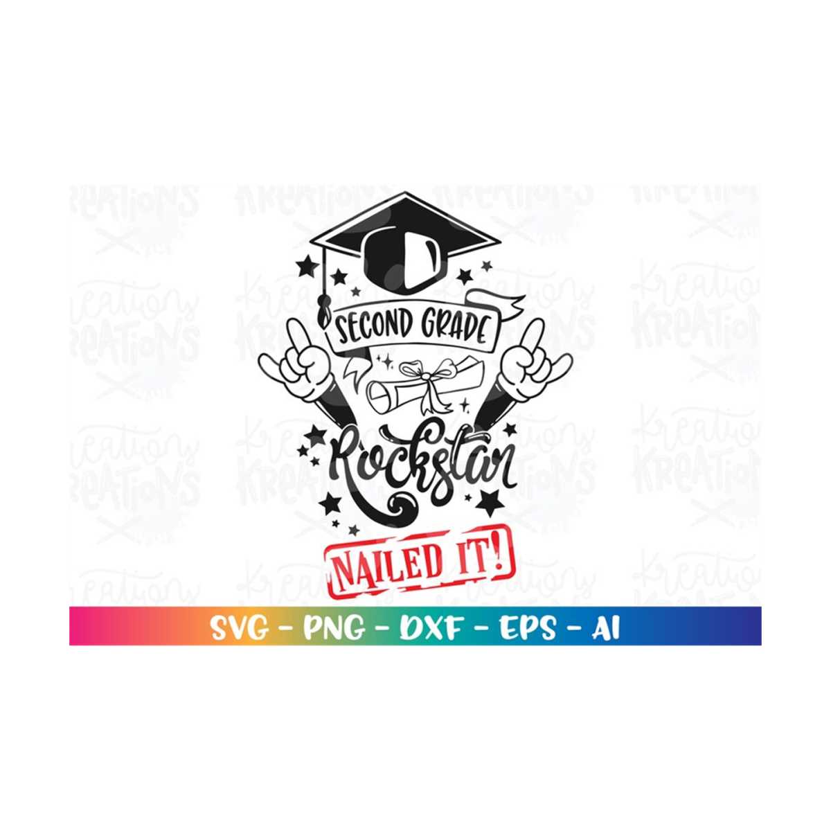 Graduation svg Second Grade Grad svg Second Grade Rockstar s | Inspire ...