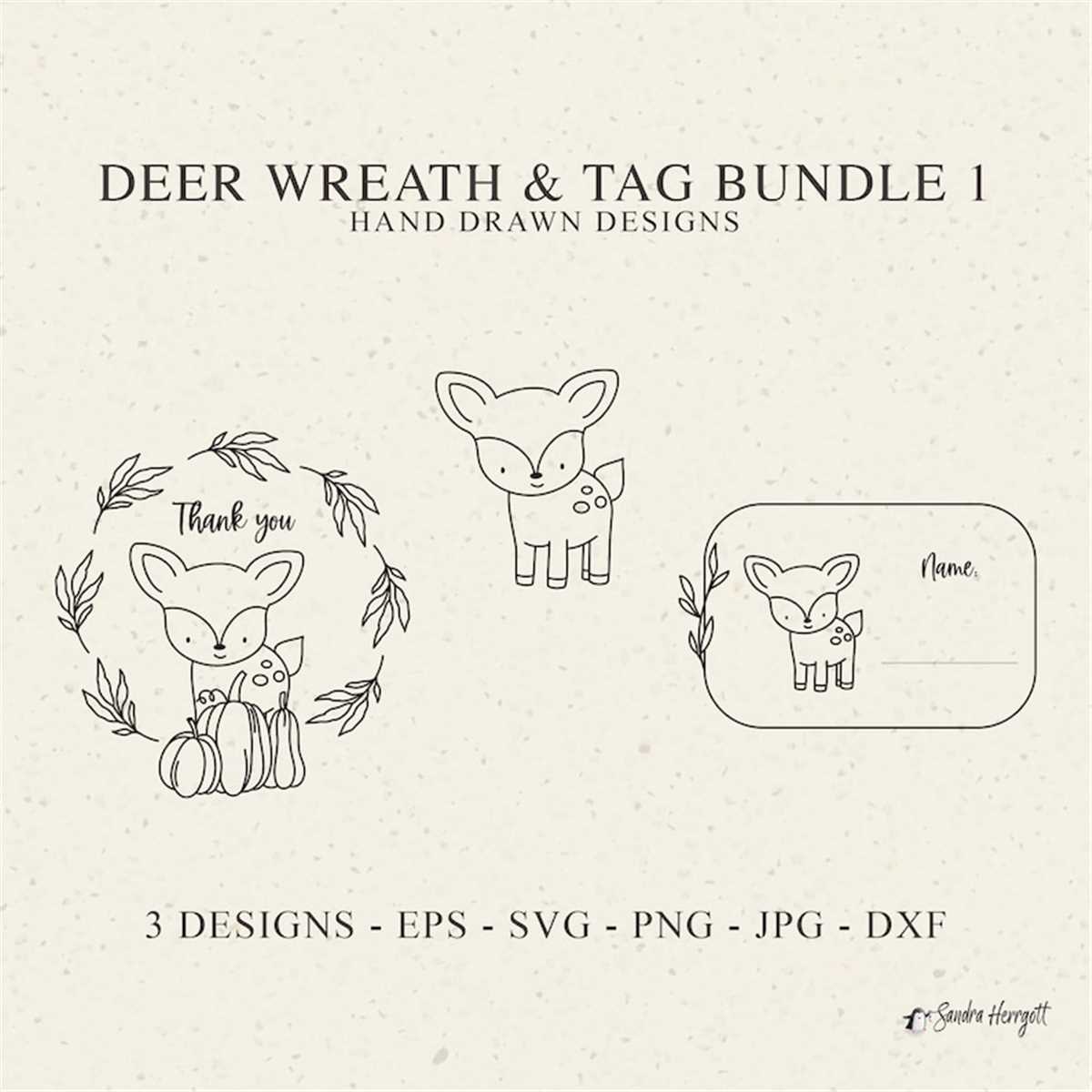 Deer Wreath & Name Tag Plotter File Svg Dxf Png Jpg Forest A | Inspire ...