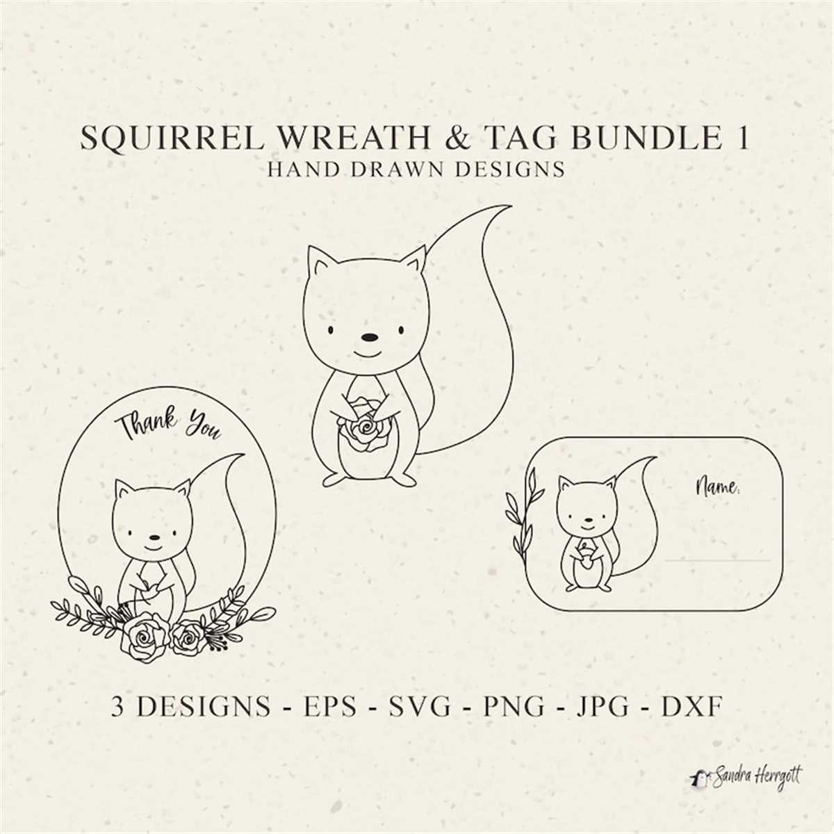 Squirrel Wreath & Name Tag Plotter File Svg Dxf Png Forest A | Inspire ...