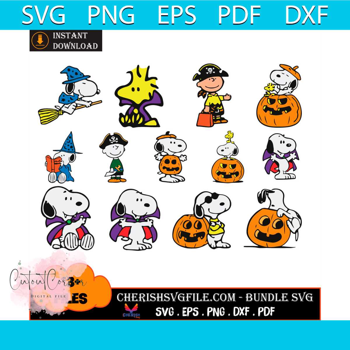Halloween Snoopy Bundle Svg, 13 Files Halloween Peanuts Svg | Inspire ...