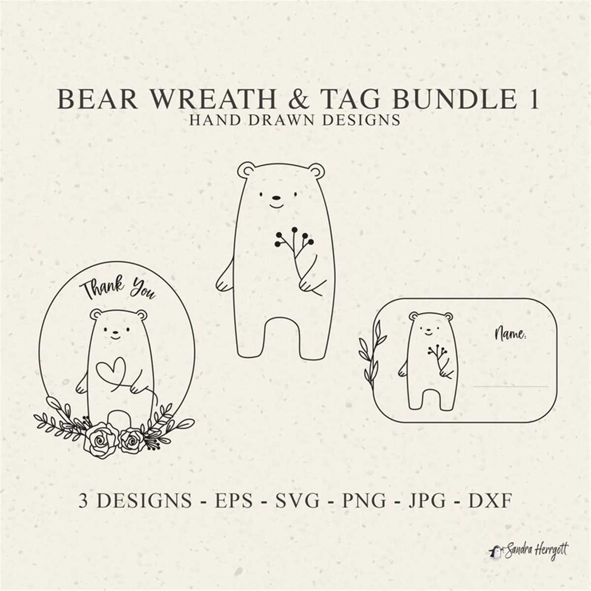 Bear Wreath & Name Tag Plotter File Svg Dxf Png Jpg Forest A | Inspire ...