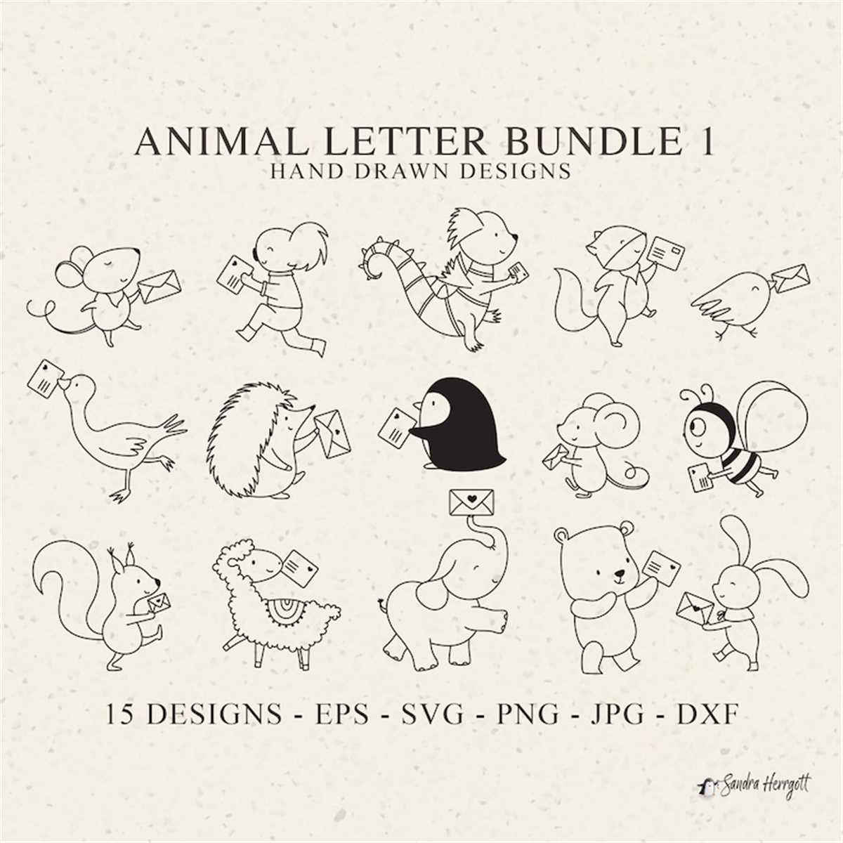 Cute Animal Letter Plotter File Svg Dxf Png Eps Jpg Baby Lam | Inspire ...