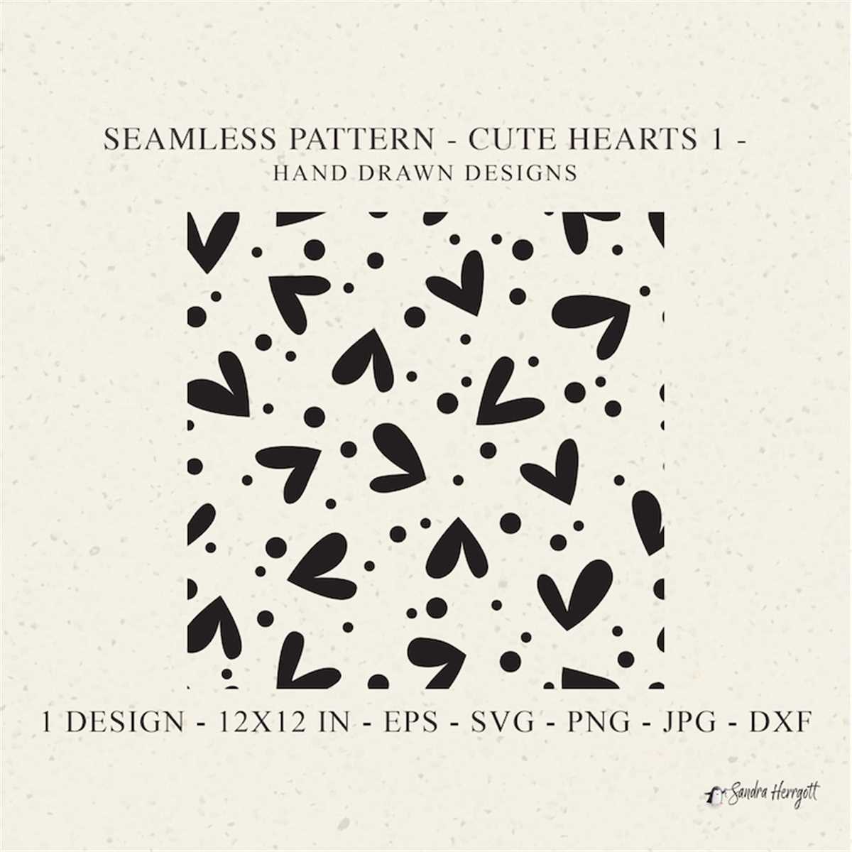 Cute Heart Seamless Pattern SVG Plotter File Dxf Png Eps Jpg | Inspire ...