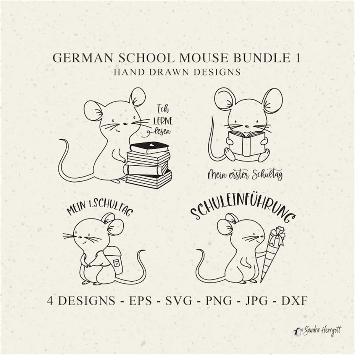 German School Mouse Plotter File SVG DXF PNG Book Cricut Sil - Inspire ...