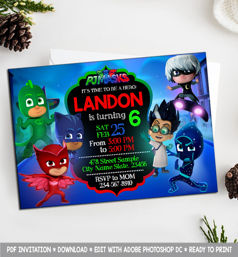 Pj Masks Invitation, Pj Masks Birthday Invitation, Pj Masks | Inspire ...