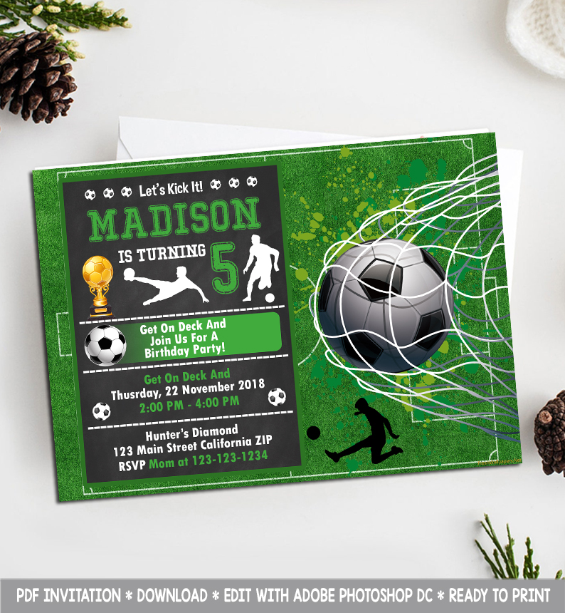 Soccer Invitation, Soccer Birthday Invitation, Soccer Birthd - Inspire ...