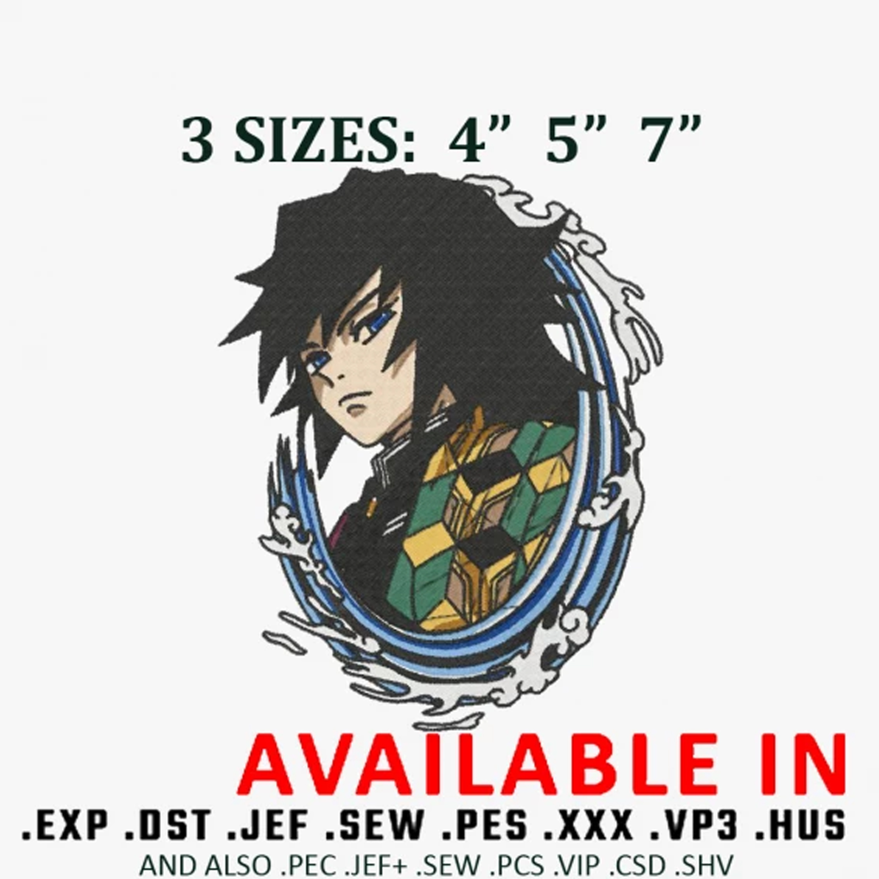 Tomioka Giyuu Embroidery Designs, Anime shirt, Anime Embroid | Inspire ...