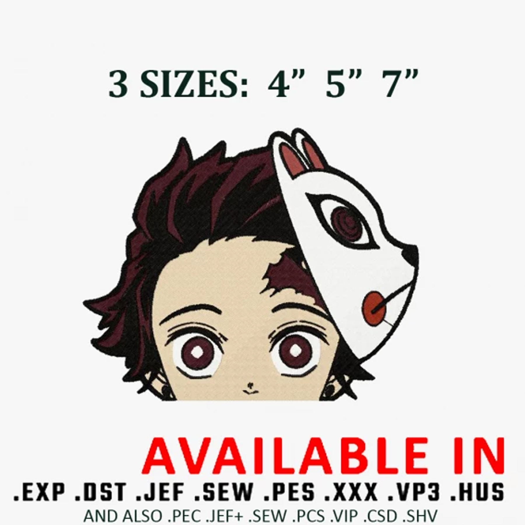 Tanjiro Mask Embroidery Design, Anime shirt, Anime design, A | Inspire ...