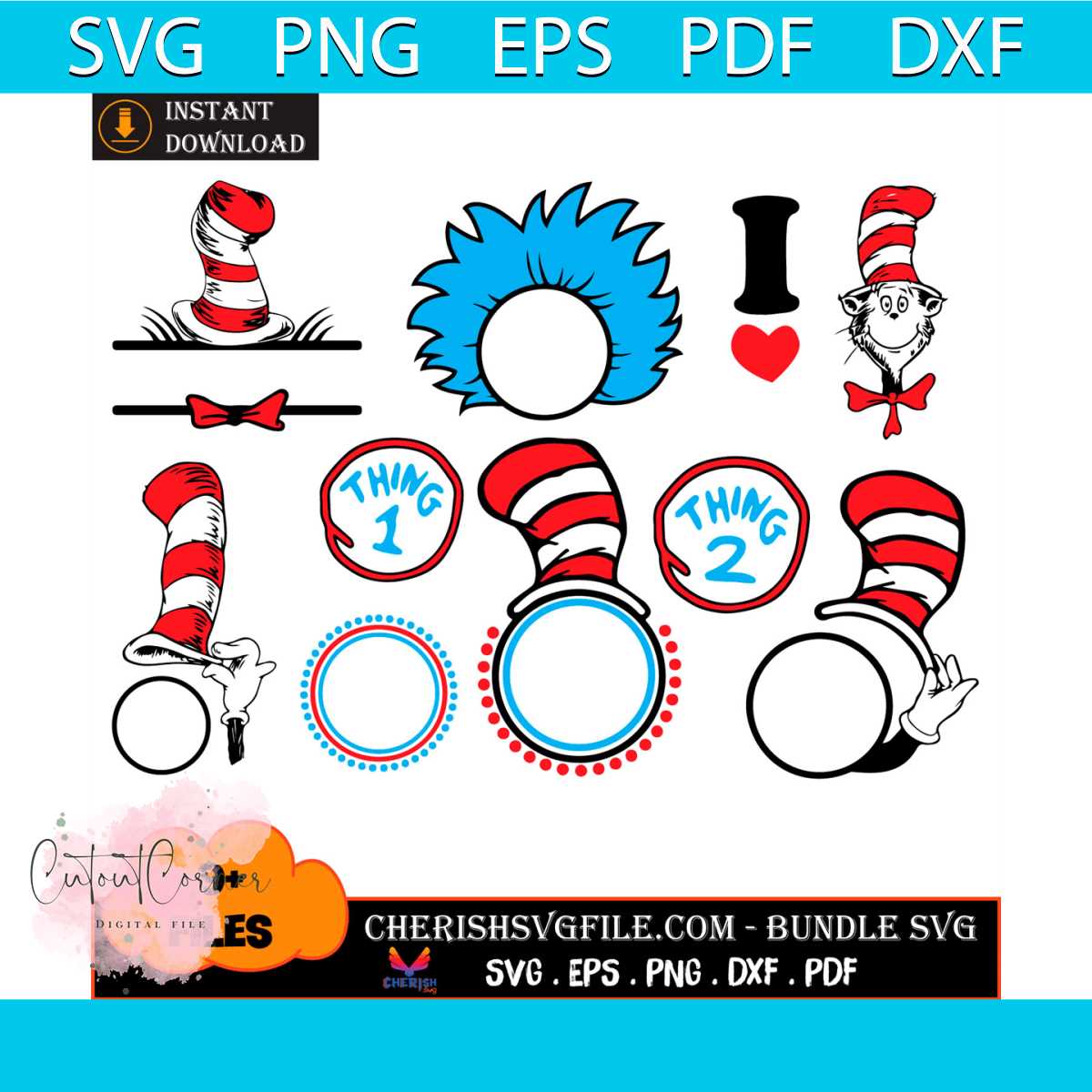 9 Files Of The Cat In The Hat And Thing One Thing Two Bundle | Inspire ...