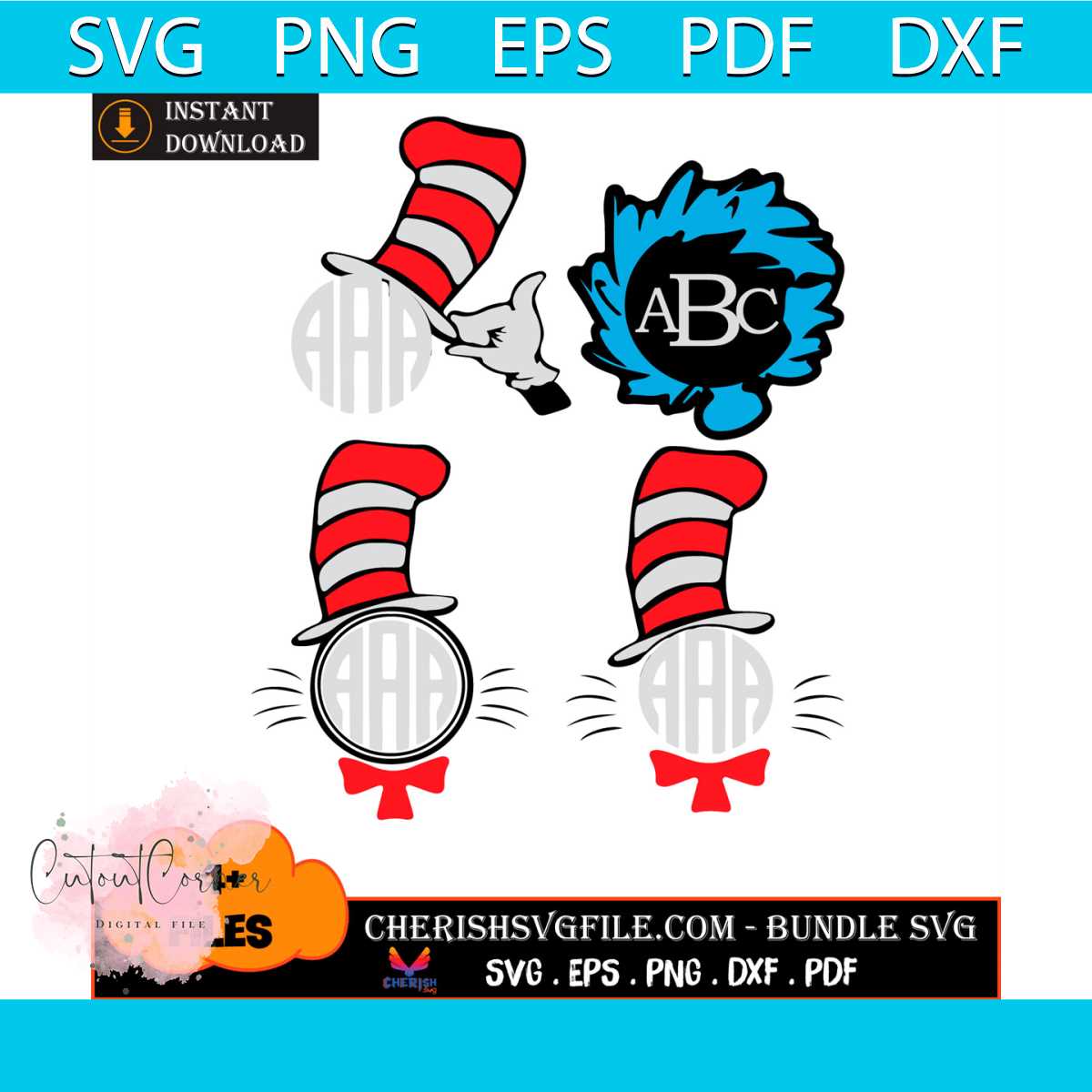 4 Files Of ABC The Cat In The Hat Bundle Svg, Dr Seuss Svg | Inspire Uplift