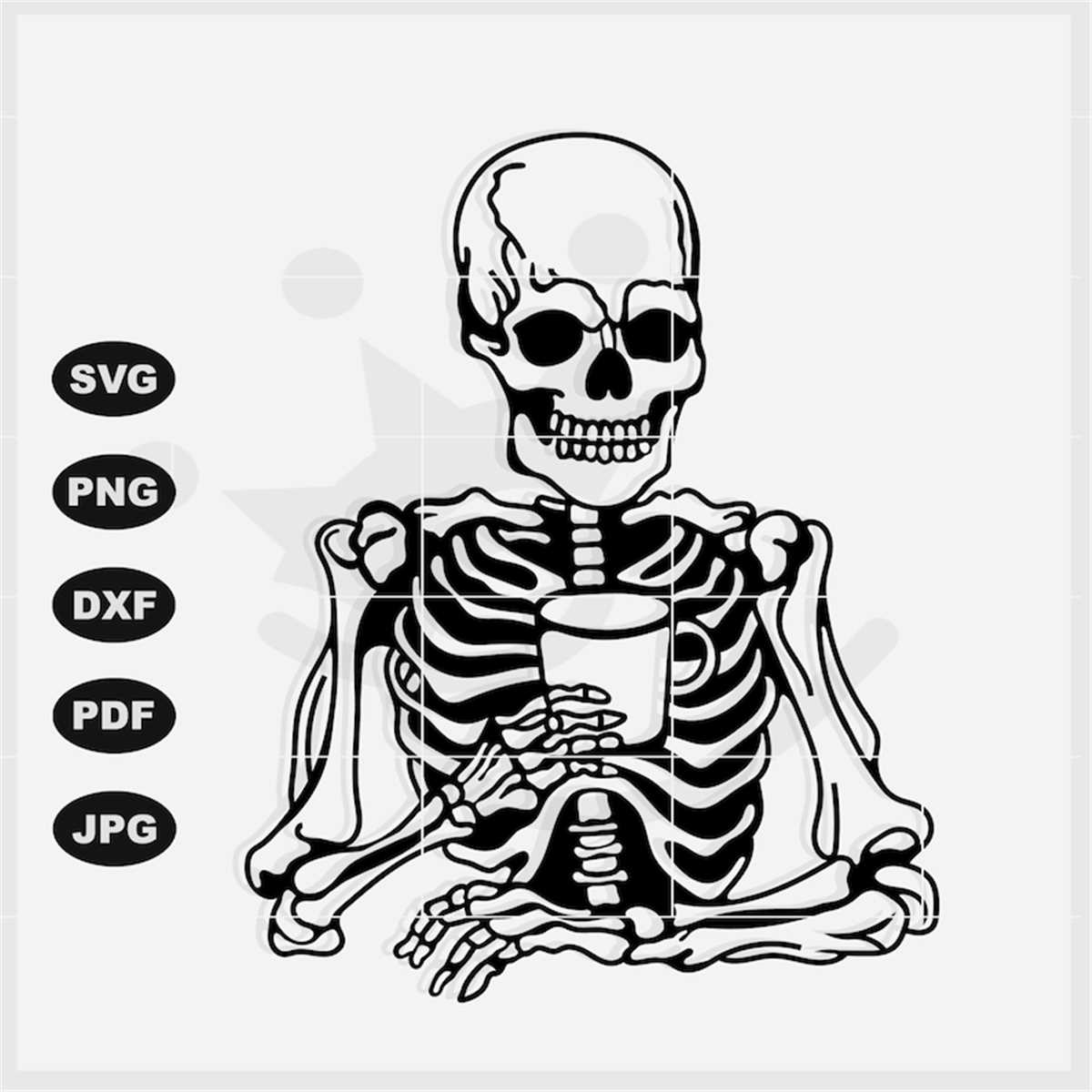 Skeleton SVG, Skeleton Drinking Coffee Svg, Skeleton holding | Inspire ...