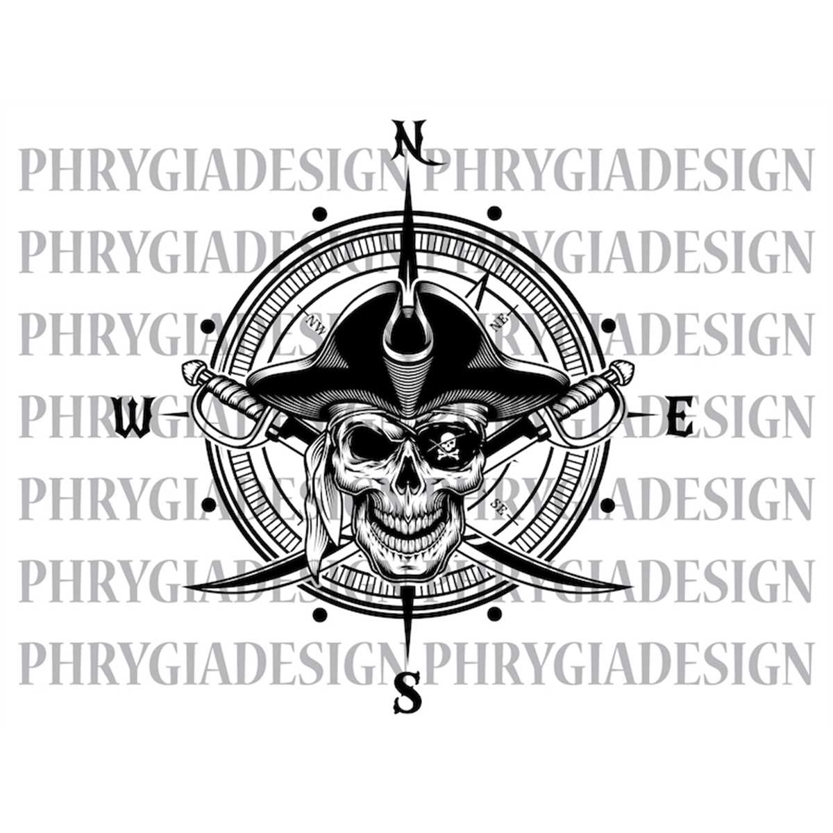 Pirate Compass Drawing