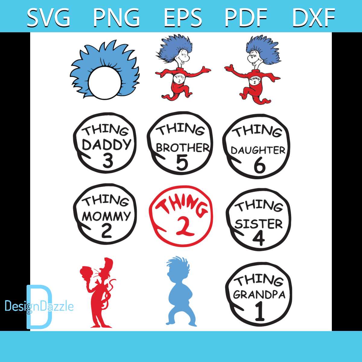 Dr Seuss Family Thing Bundle Svg, Dr Seuss Svg, Dr Seuss Vec | Inspire ...
