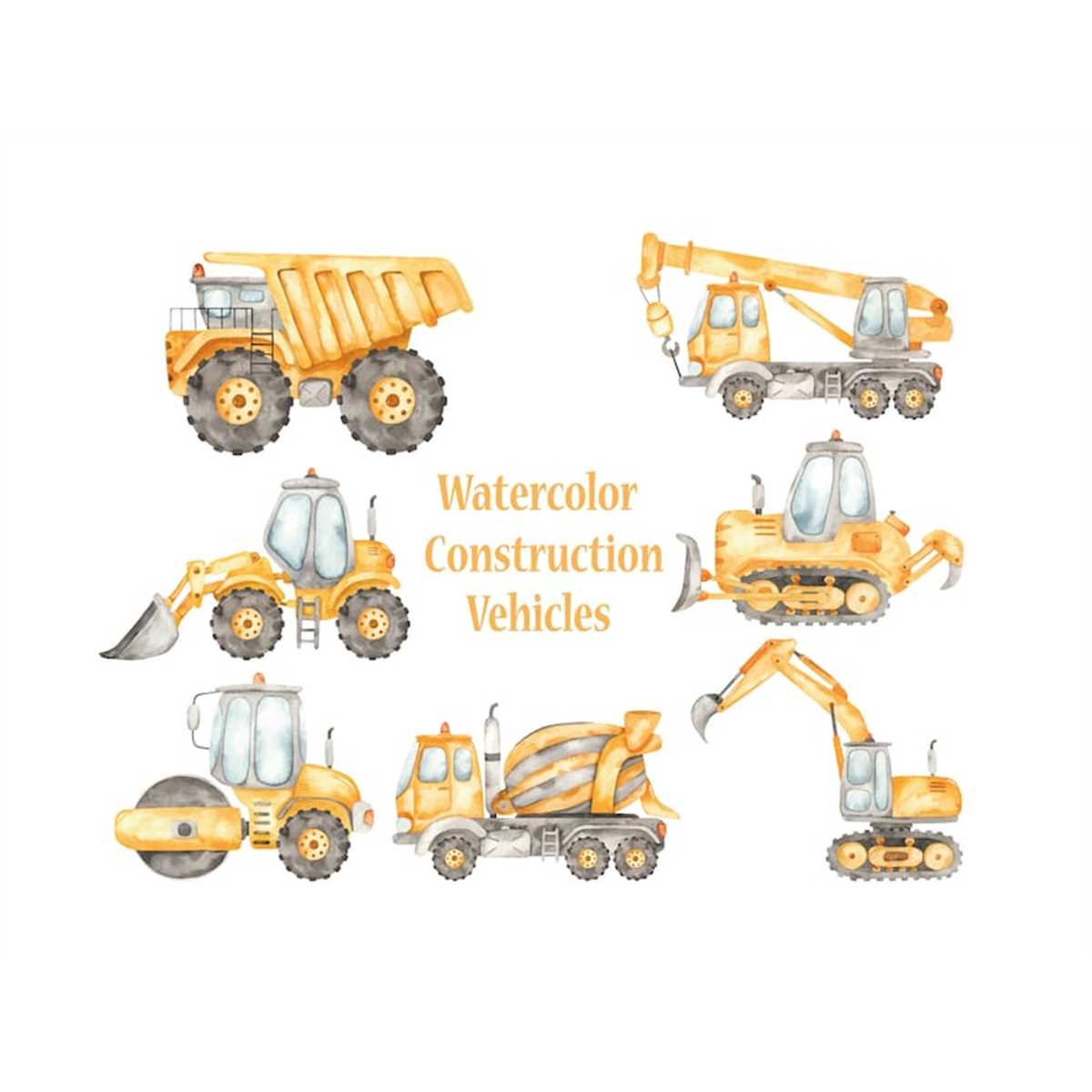 Construction Vehicles Png , Watercolor Clipart , Bulldozer , | Inspire ...