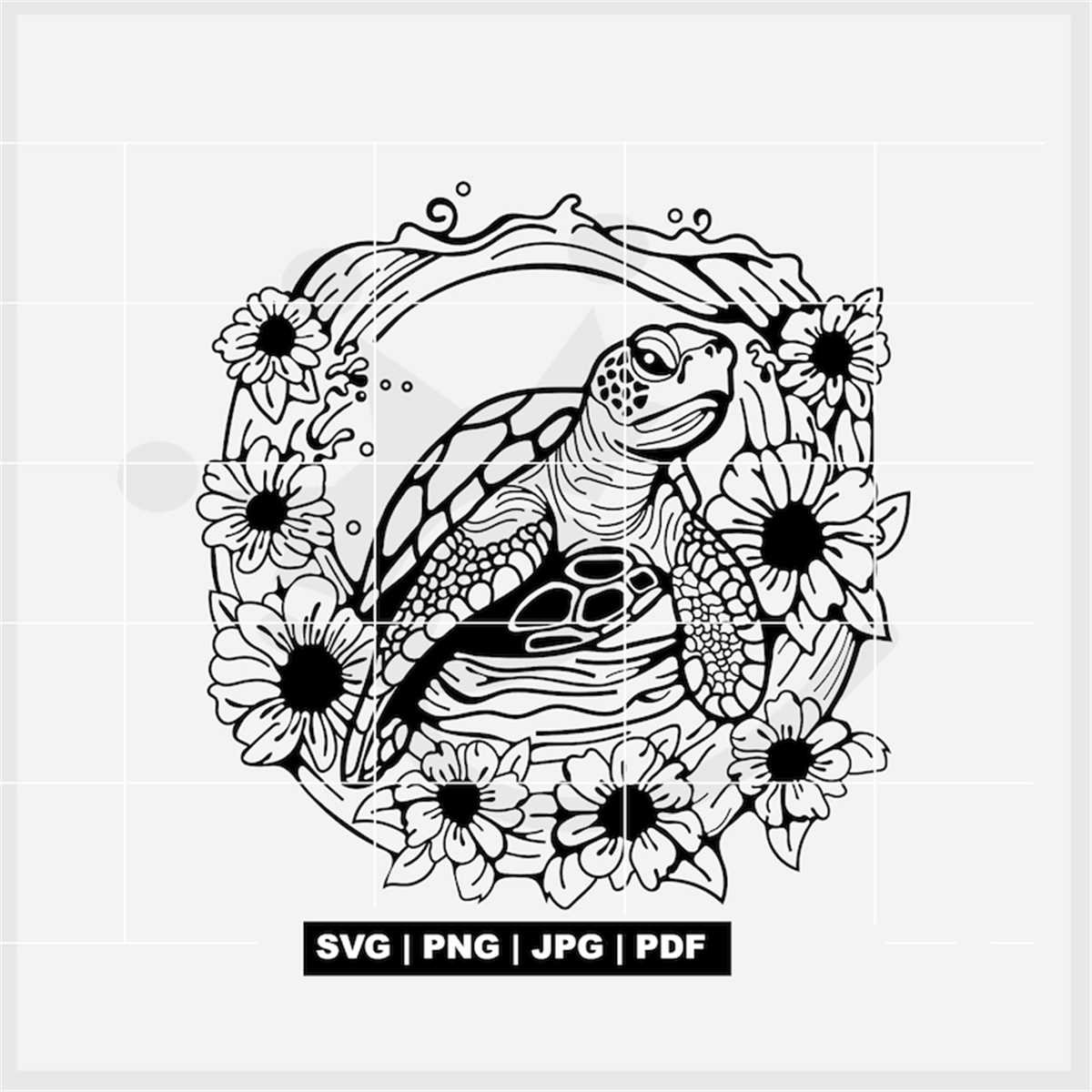 Sea turtle svg, turtle svg, turtle with flowers svg, cute tu - Inspire ...