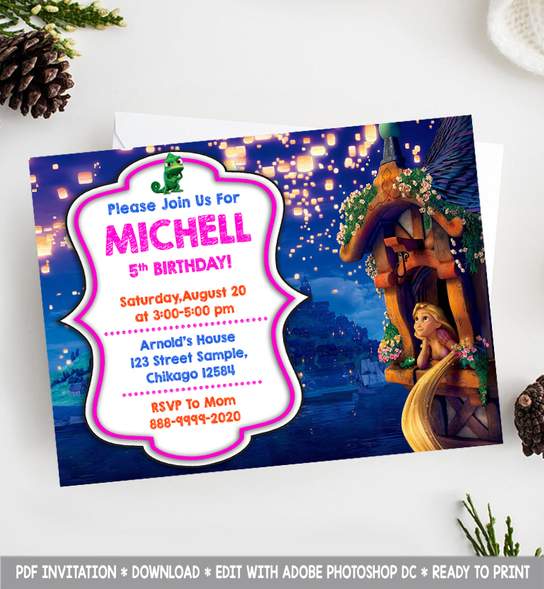 Tangled Invitation, Tangled Birthday Invitation, Rapunzel In - Inspire ...