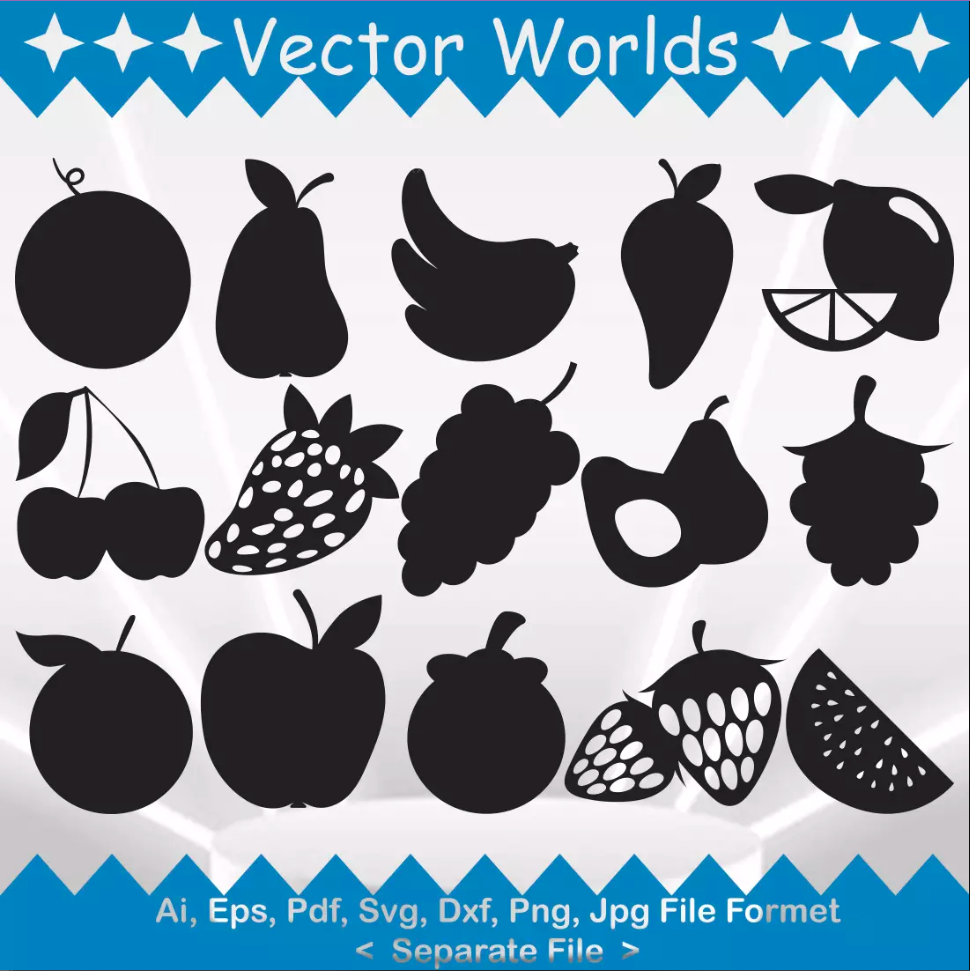 Fruits svg, Fruit's svg, Fruit, Food, SVG, ai, pdf, eps, sv - Inspire ...
