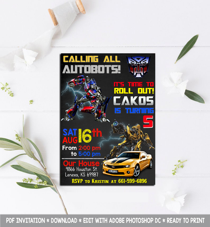 Transformers Invitation, Transformers birthday Invitation, T | Inspire ...