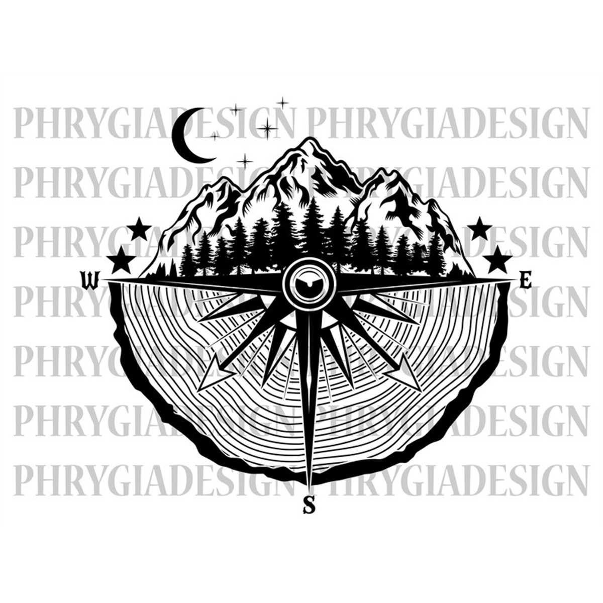 Compass Svg Png , Mountain Scene Svg , Forest Svg , Adventur - Inspire ...