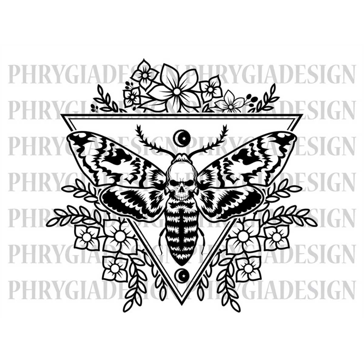 Death Head Moth Geo Floral Svg , Floral Moth Svg , Flower Mo | Inspire ...