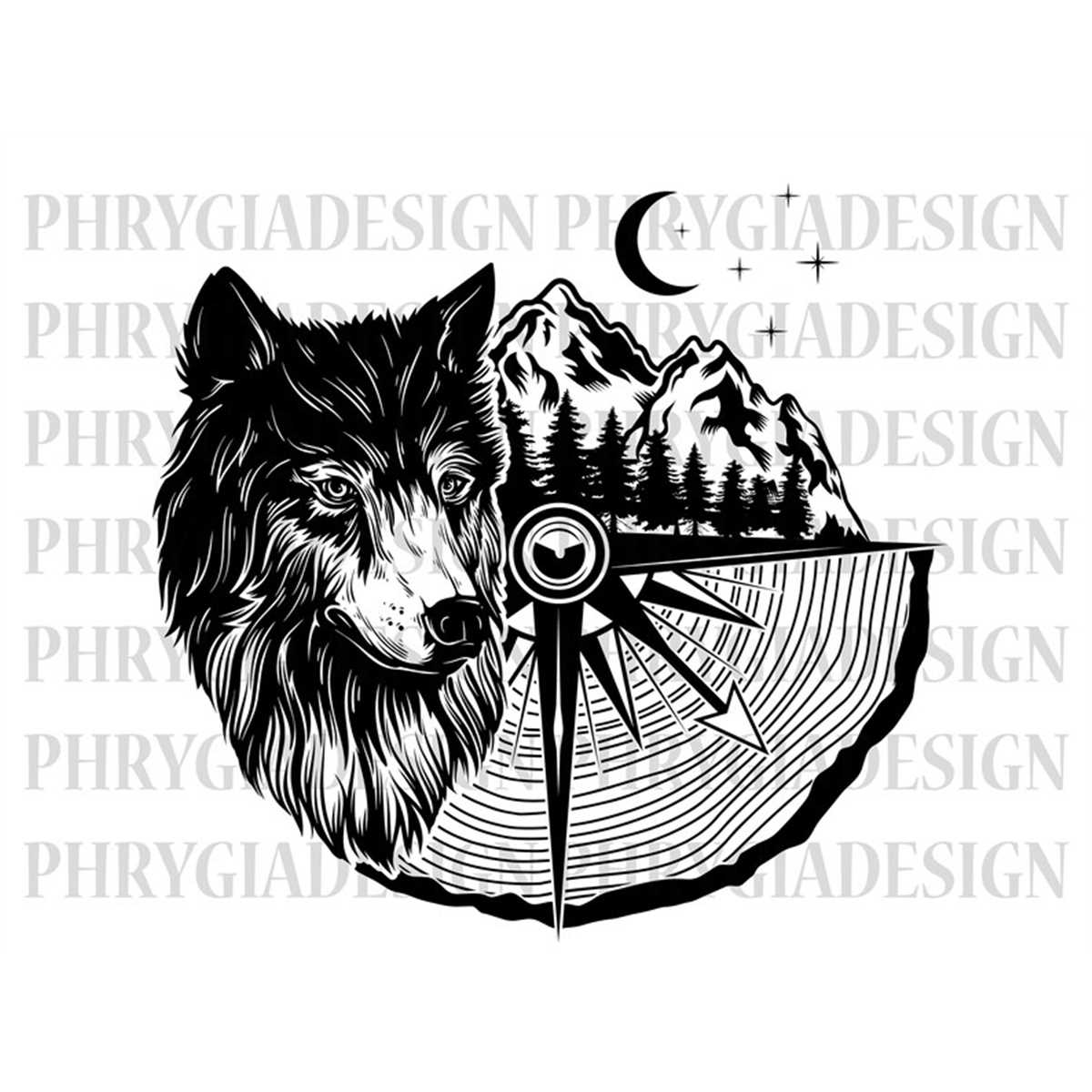 Wolf Compass Svg Png , Mountain Wolf Svg , Wolf Shirt Svg , | Inspire ...