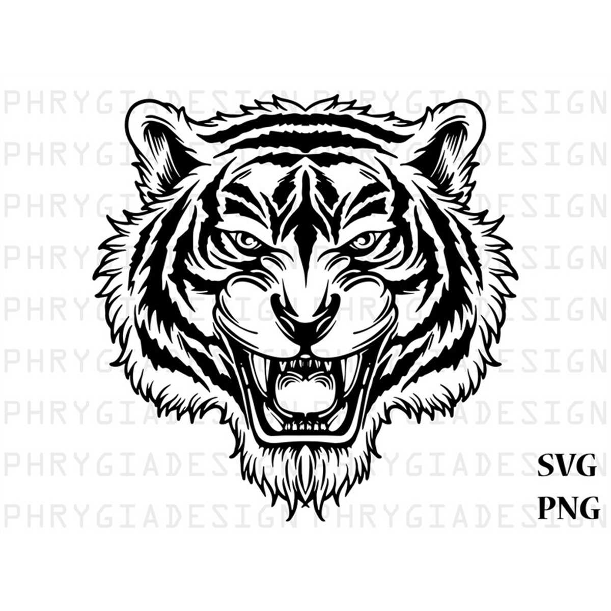 Tiger Head Svg Png , Wild Animal Face , Mascot Clipart , Tig | Inspire ...