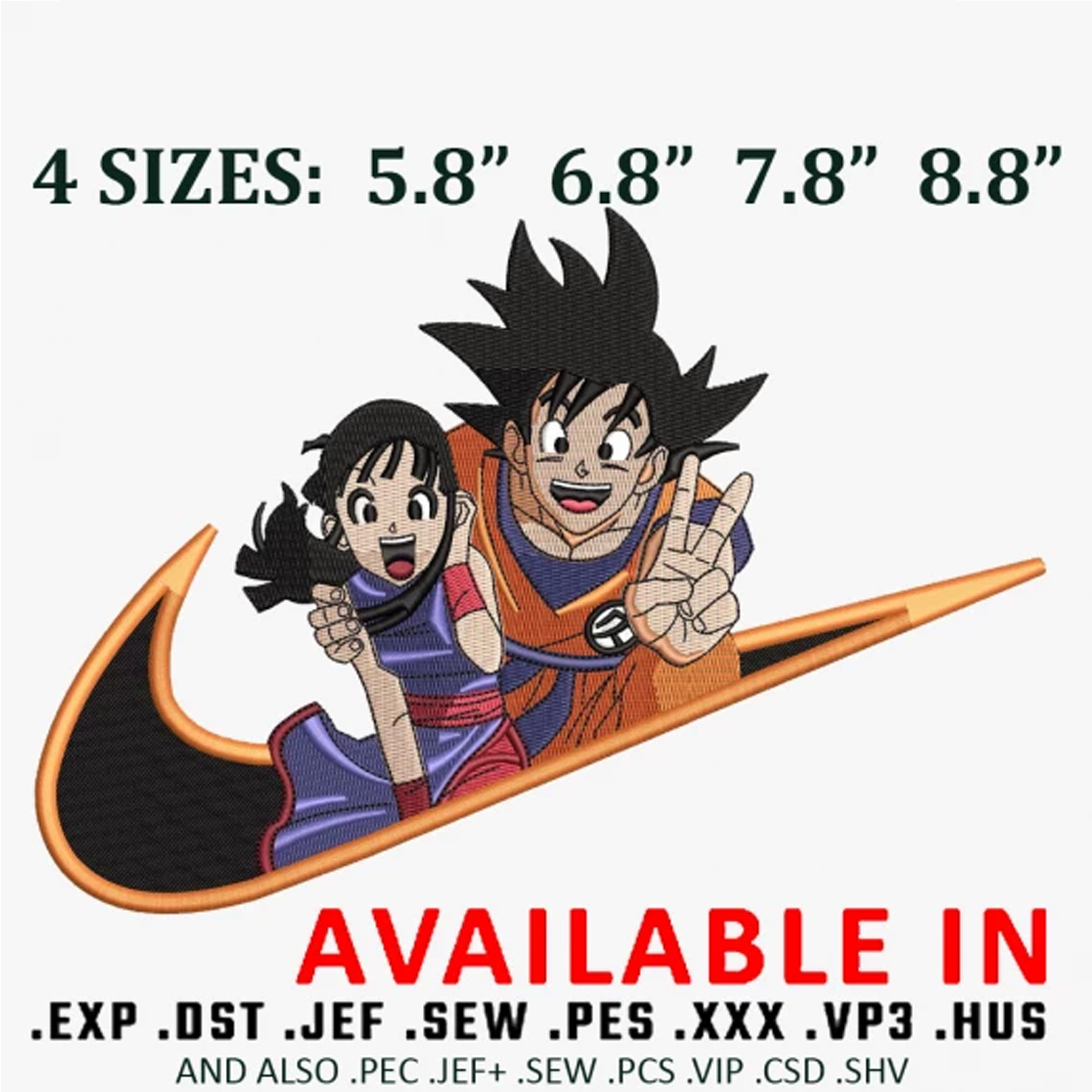 Goku And Chichi Embroidery Design, Anime shirt, Anime design | Inspire ...