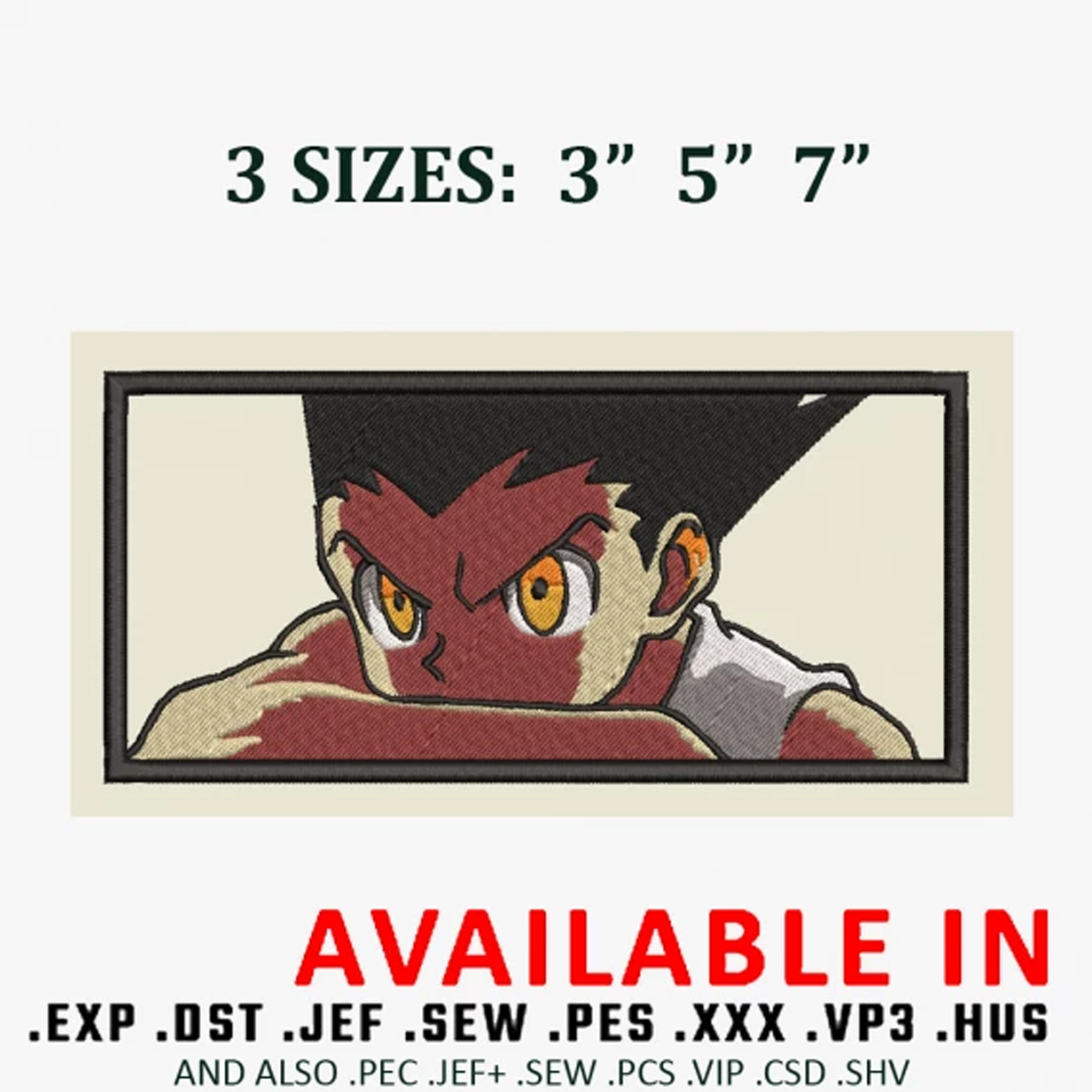 Gon Freecss scowl Embroidery Design, Anime design, Anime shi | Inspire ...